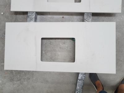 China Pure White Quartz Bathroom Vanity Tops Eased / Other Edge Optional for sale