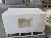 China Pure White Quartz Bathroom Vanity Tops Eased / Other Edge Optional for sale