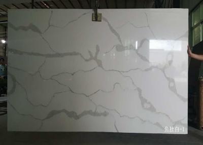 China QS107 Polished White Slab Artificial Calacatta Quartz Stone for Vanity  countertop for sale