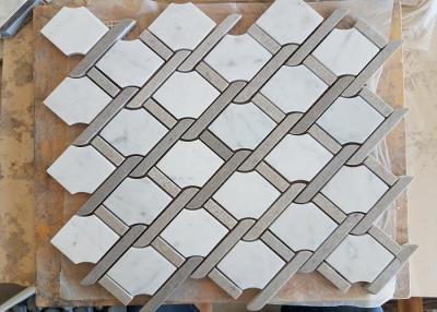 China White marble hexagon mosic tile 10mm Thickness For Bathroom / Kitchen for sale