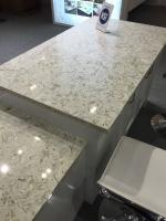 China Pre cut quartz stone vanity top Eased Edge Water Absorption < 1.0% for sale