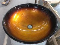 China Artificial Glass Type Wash Basin / Glass Basin Round Model Carton Packing for sale