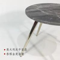 China Living Room Round Dining Tabletops Marble Stone Countertops With Metal Base for sale