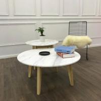 China Living Room Round Dining Tabletops Marble Stone Countertops With Metal Base for sale