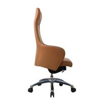 China Aluminum Brown Ergonomic Office Leather Chair 70mm Gas Spring Executive Mesh Chair for sale