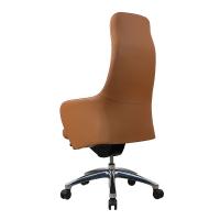 China Aluminum Brown Ergonomic Office Leather Chair 70mm Gas Spring Executive Mesh Chair for sale
