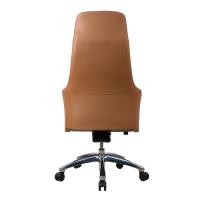 China Aluminum Brown Ergonomic Office Leather Chair 70mm Gas Spring Executive Mesh Chair for sale