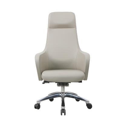 China Back Leather Ergonomic Home Office Chair Executive 350mm Radius Aluminum Base for sale