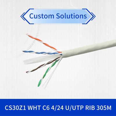 China Category 6 U/UTP Network Cable with 24AWG Solid Conductors 4 Pair Count and 305 m Length for High-Speed Data Transmission for sale