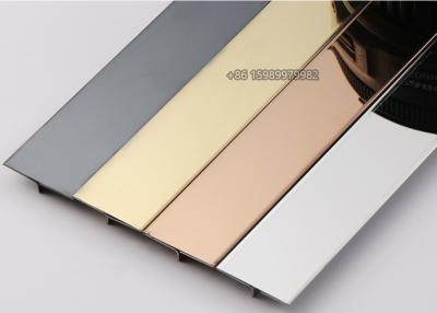 China Mirror Effect T Shaped Stainless Steel Profile , Grooved T Profile Patti T40 for sale