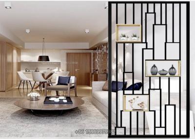 China PVD Coated Steel Frame Room Divider Decorative Screens 2ft Width for sale