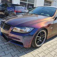 China Jingzhi 1.52m x 18m Glossy Blue Metallic Car Vinyl Wrap Film Bubble Free 160micron for sale