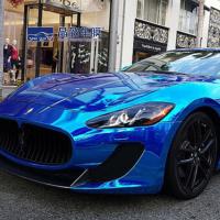 China Wholesale Blue Chrome Mirror Car Wrap Vinyl Film 1.52x18M 160micron Self Adhesive for sale