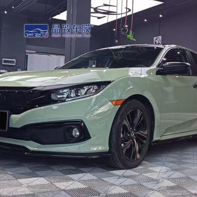 China Jingzhi Premium Crystal Khaki Green Car Wrapping Vinyl Film 1.52x18M 160micron Air Release for sale