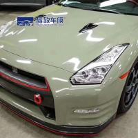 China Jingzhi Premium Crystal Khaki Green Car Wrap Vinyl Film 1.52x18M 160micron Glossy for sale