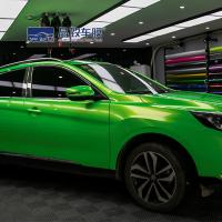 China Jingzhi 1.52x18M Apple Green Matt Chrome Metallic Car Wrap Vinyl Film Removable for sale