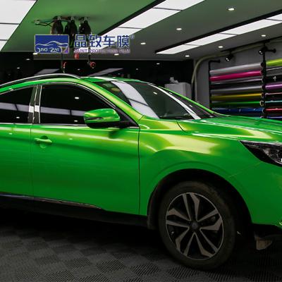 China Jingzhi 1.52x18M Apple Green Matt Chrome Metallic Car Wrap Vinyl Film Removable for sale