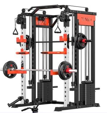 China All-In-One Home Gym Equipment Multi-Functional Squat Rack and Smith Machine with Power Rack Exercise Plate and Cable Drive for sale