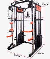 China Hot All-In-One Home Gym Equipment Multi-Functional Squat Rack and Smith Machine with Power Rack Exercise Plate and Cable Drive for sale