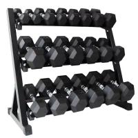 China Balance From Rubber Coated Hex Dumbbell Weight Set and Storage Rack Multiple Packages for sale