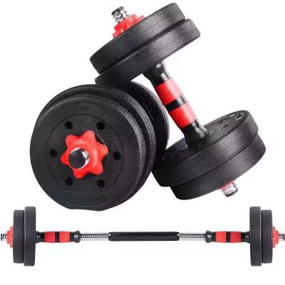 China Hot Selling Portable Gym Muscle Weight Cement Dumbbells Barbells Set 10 15 20 30 40 50 Kg Rubber Coated Cement Dumbbell Set for sale