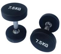 China High Quality Gym Weight Strength Training Fitness Round Head Dumbbells Set 2.5-50kg Black Rubber Coated Dumbbells for sale