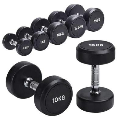 China Factory EXW Price  2.5KG-50KG, 2.5KG Increments Gym Use Home Use  Electroplated Rubber-Coated Round Head Dumbbells for sale