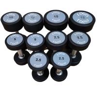 China Gym Special Rubber Pure Steel Dumbbell Equipment Home Fixed 2.5-50kg Commercial Round Steel Men for sale