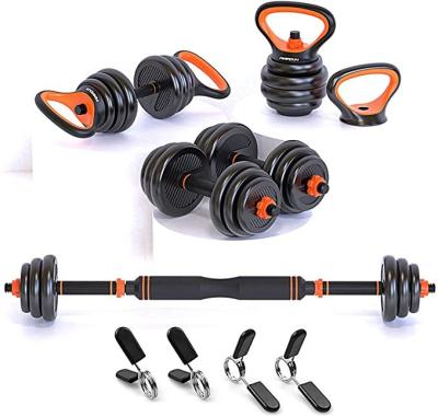 China Fitness Equipment Home Gym Barbell Kettle Bell Push-up Combination Set 10kg 15kg 20kg Free Weight Adjustable Dumbbell Set for sale