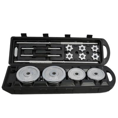 China Factory Wholesale High Quality Adjustable Electroplating Plating 50kg Weight Lifting Chrome Barbell Dumbbell Set for sale