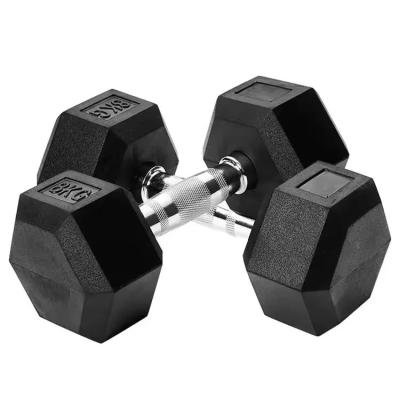 China Factory Direct Sales of High Quality Fitness Equipment for Exercise Rubber Coated Hex Dumbbells Commercial Gyms Use Dumbbells for sale