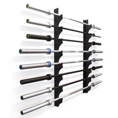 China New Gym Horizontal Wall Mount Bar Plate Storage Rack OB Barbell Rack Bar Storage Weight Bar Holder for sale