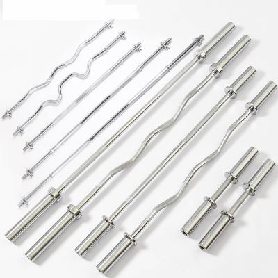 China GYM Fitness Equipment 1.2m 1.5m 1.8m 2.2m Straight Curved Weight Lifting Barbell for sale