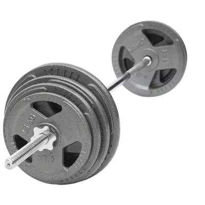 China Professional Home Gym Fitness Power Exercise 1.25-25 KG Cast Iron Standard Barbell Weight Pates With 3 Handles for sale