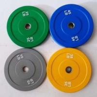 China Gym 20Kg Rubber Coated 45 Lbs Bumper Weight Plates Set 2.5-50 Kg Black Rubber Weight Bumper Plate for sale