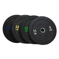 China Black Gymrubber Bumper Coated Free Weight Plate for Home Gym Iron Urethane Lifting Barbell Plate Lbs Weight Plate for sale