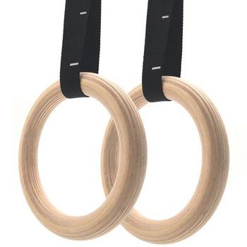 China Fitness Wood Gymnastic Rings with Numbered Straps for sale