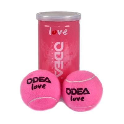 China ODEA Direct Hot Sale  PINK Professional 45% Wool Woven Tennis Ball 2pcs Natural Rubber OEM Padel Tennis Balls for sale
