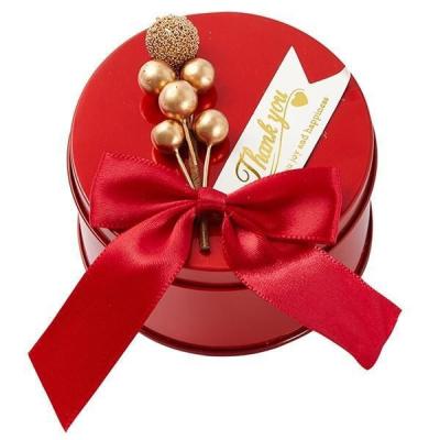 China Wedding Cookie Decorative Tin Box Round Shape Customize cookie tin packaging for sale