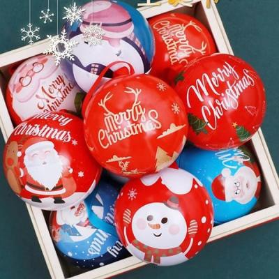 China Christmas Round Bauble Tin for Tea Coffee Bean Cookie for sale