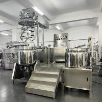 China Fixed Vacuum Homogenizer Cream Mixer Hydraulic Lifting Double Helix Mixer for sale
