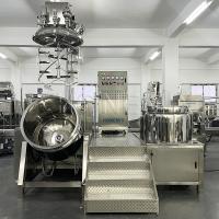 China Fixed Vacuum Homogenizer Cream Mixer Hydraulic Lifting Double Helix Mixer for sale