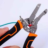 China 4Cr13 175mm Copper Wire Strippers Universal Wire Stripping Tool With Safety Locker for sale