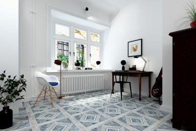 China High Gloss Bathroom Floor Self Adhesive Tiles Geometry Puzzle Square Kitchen for sale