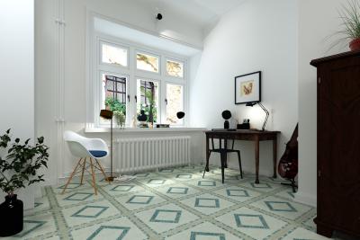 China Large PVC Self Adhesive Geometry Puzzle Square Floor Tile for sale