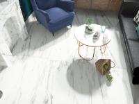 China Self Adhesive White Marble Stone Square Floor Tile 18x18 Inch 1.5mm Thickness for sale