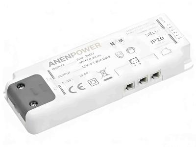 China 20W Ultra Thin LED Power Supply 12V 24V IP20 for Cabinet Showcase Lighting for sale