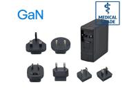 China 65W GaN Medical AC DC Adapter 12V 5.42A 24V 2.71A IEC60601 Certified Hospital Power Supply for sale
