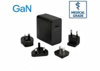 China 45W GaN USB-C Medical AC Adapter Power Supply 5V 9V 12V 15V 20V Multi-Voltage Output Interchangeable Plugs for sale