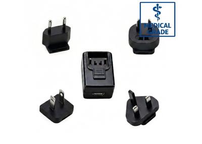 China 12W Medical AC DC Adapter 5V 2.4A 12V 1A 24V 0.5A Interchangeable Plug UL CE CB Approved for sale